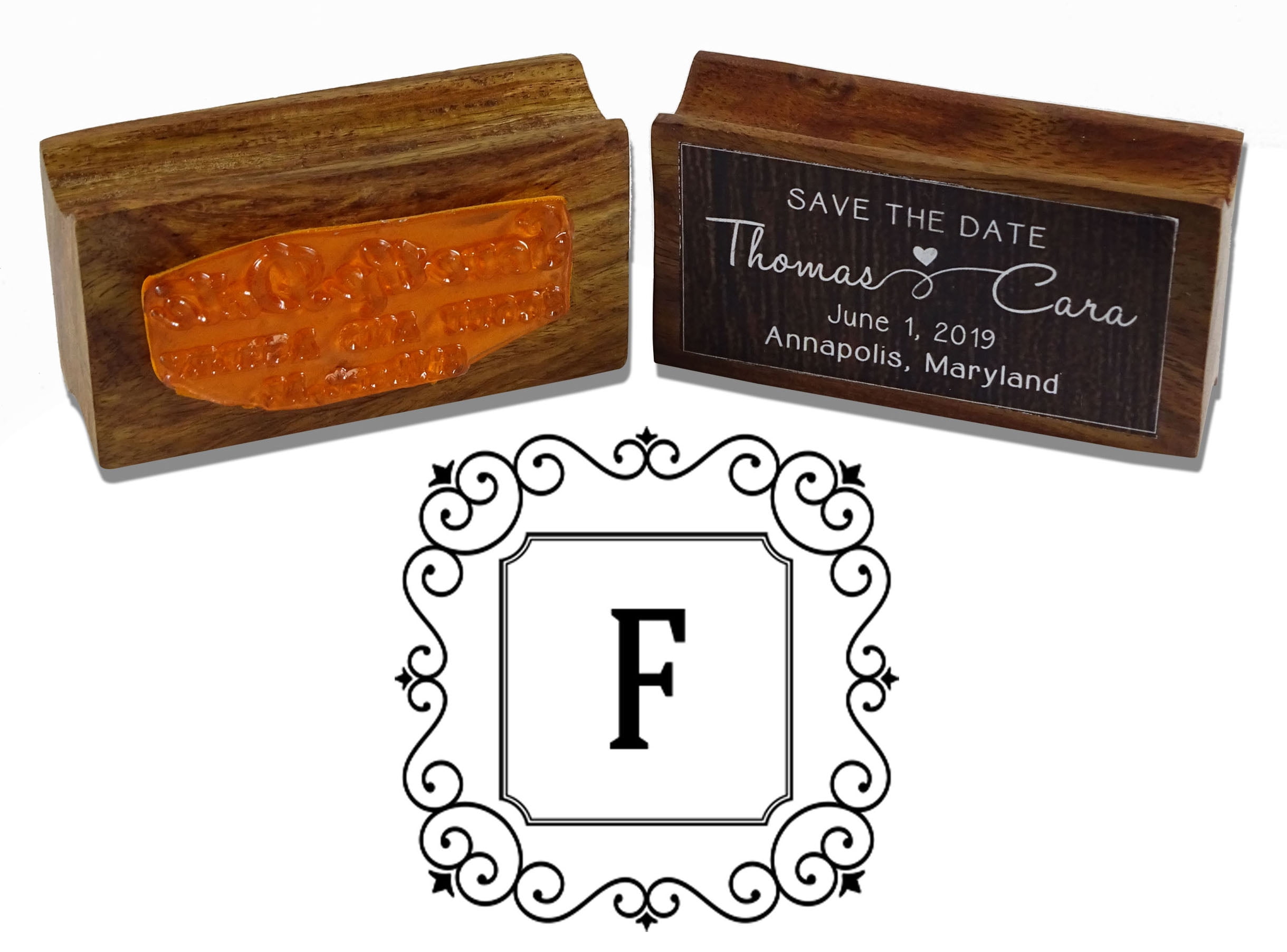 Printtoo Monogram Letter Square Swirl Border F Odd Mounted Rubber Stamp ...