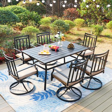 Amazonia Bahamas 7-Piece Extendable Oval Patio Dining Set, Solid Wood ...