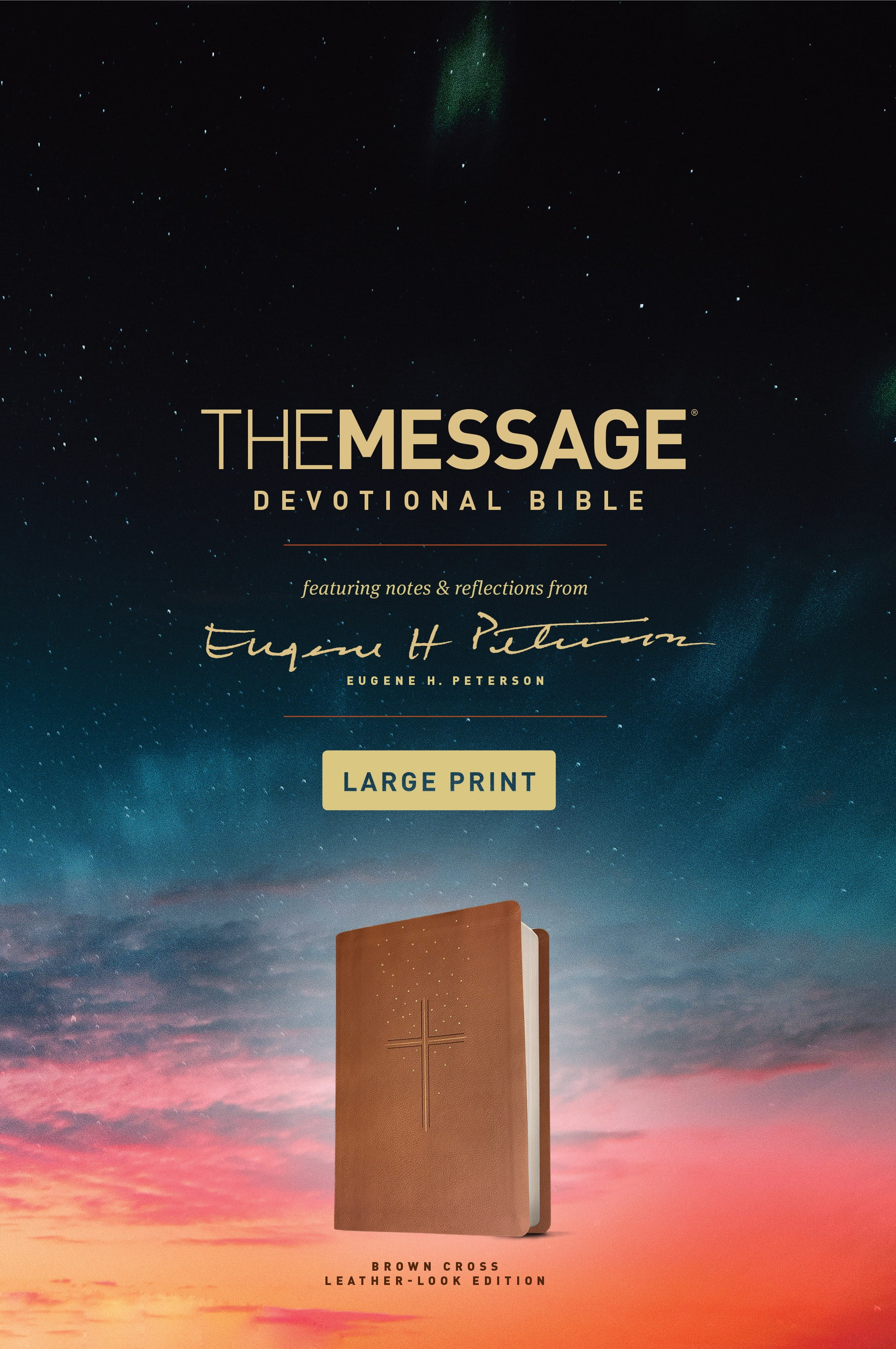 The Message/Large Print Devotional Bible-Brown LeatherLook - Walmart.com