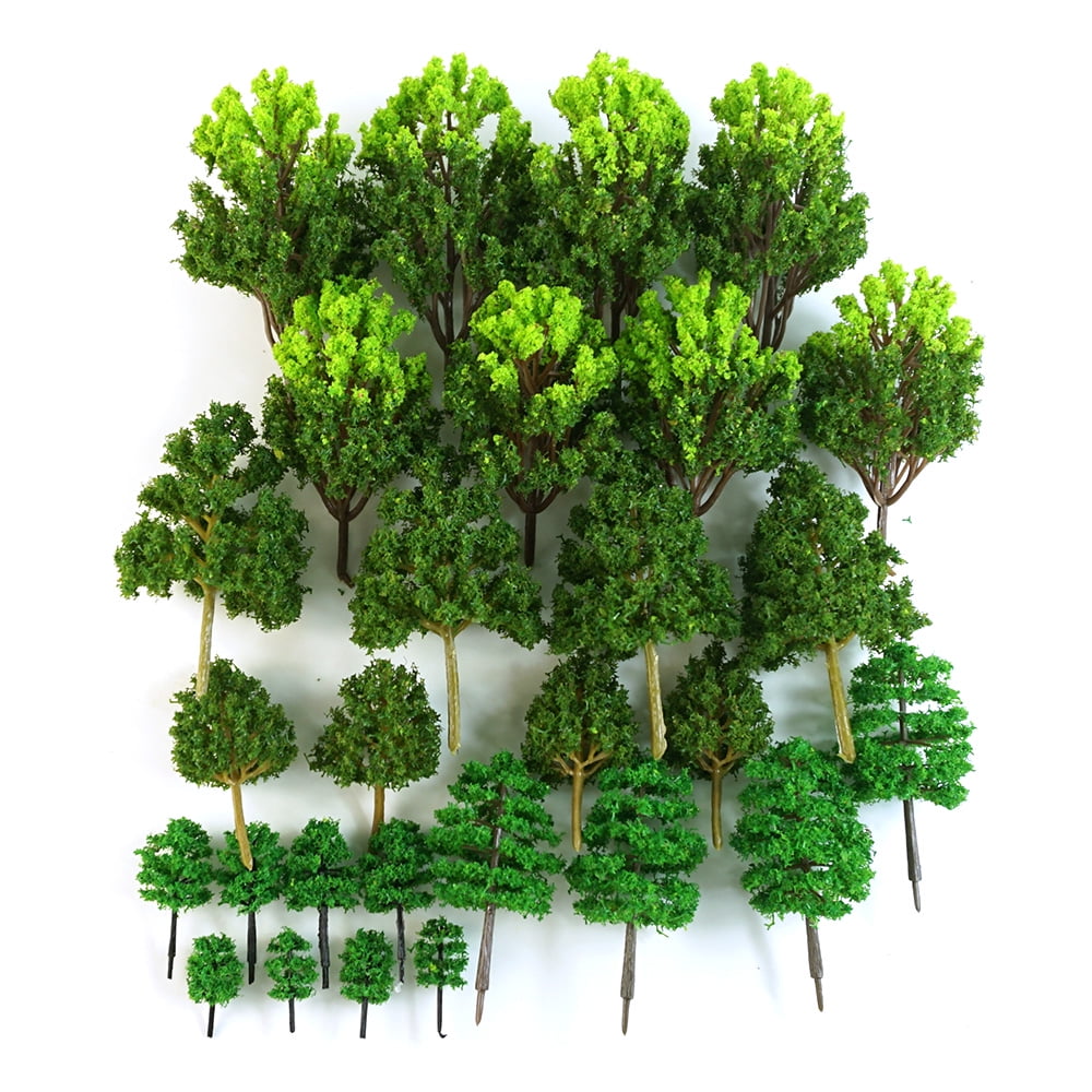 28pcs Model Trees Mixed Model Tree Green Mini Tree Set Train Scenery ...