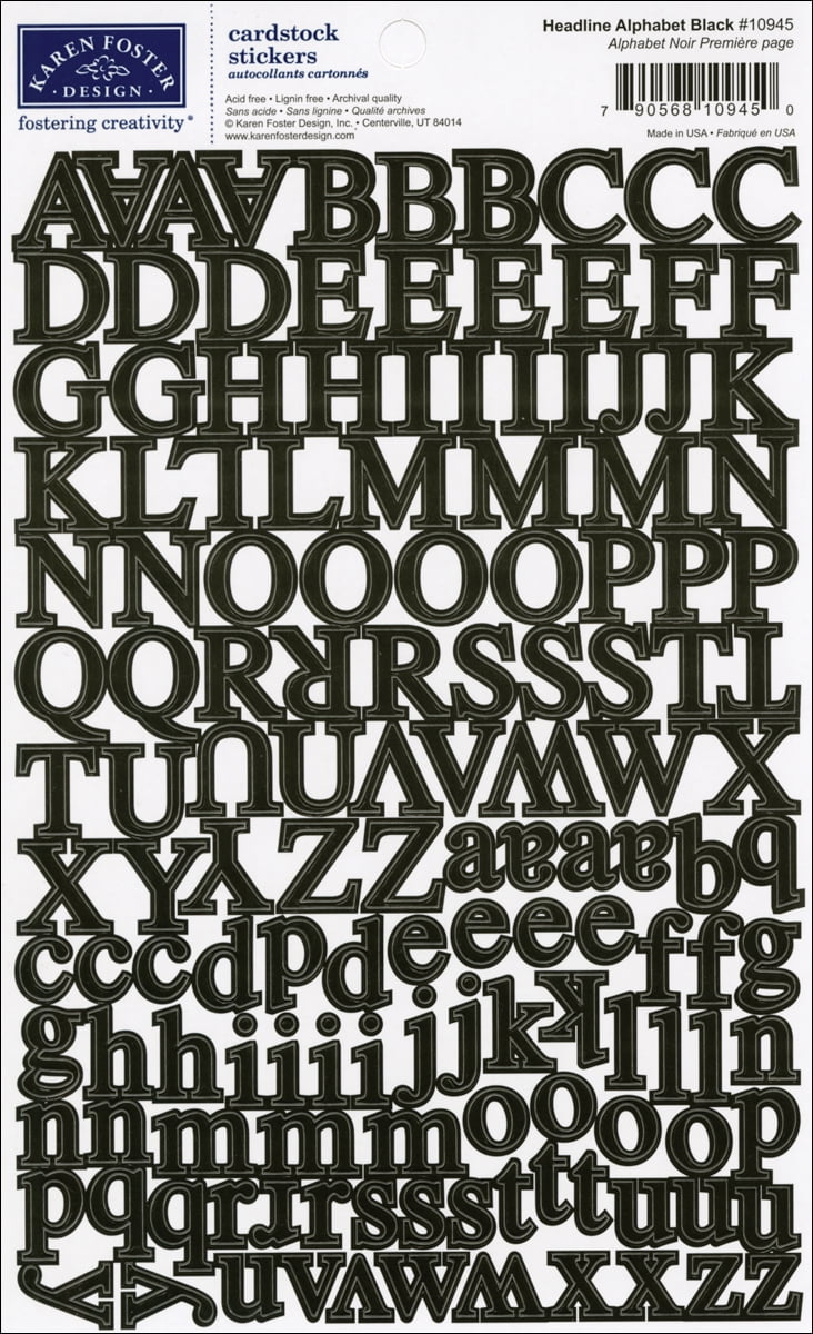 Alphabet Cardstock Stickers-Headline - Black - Walmart.com