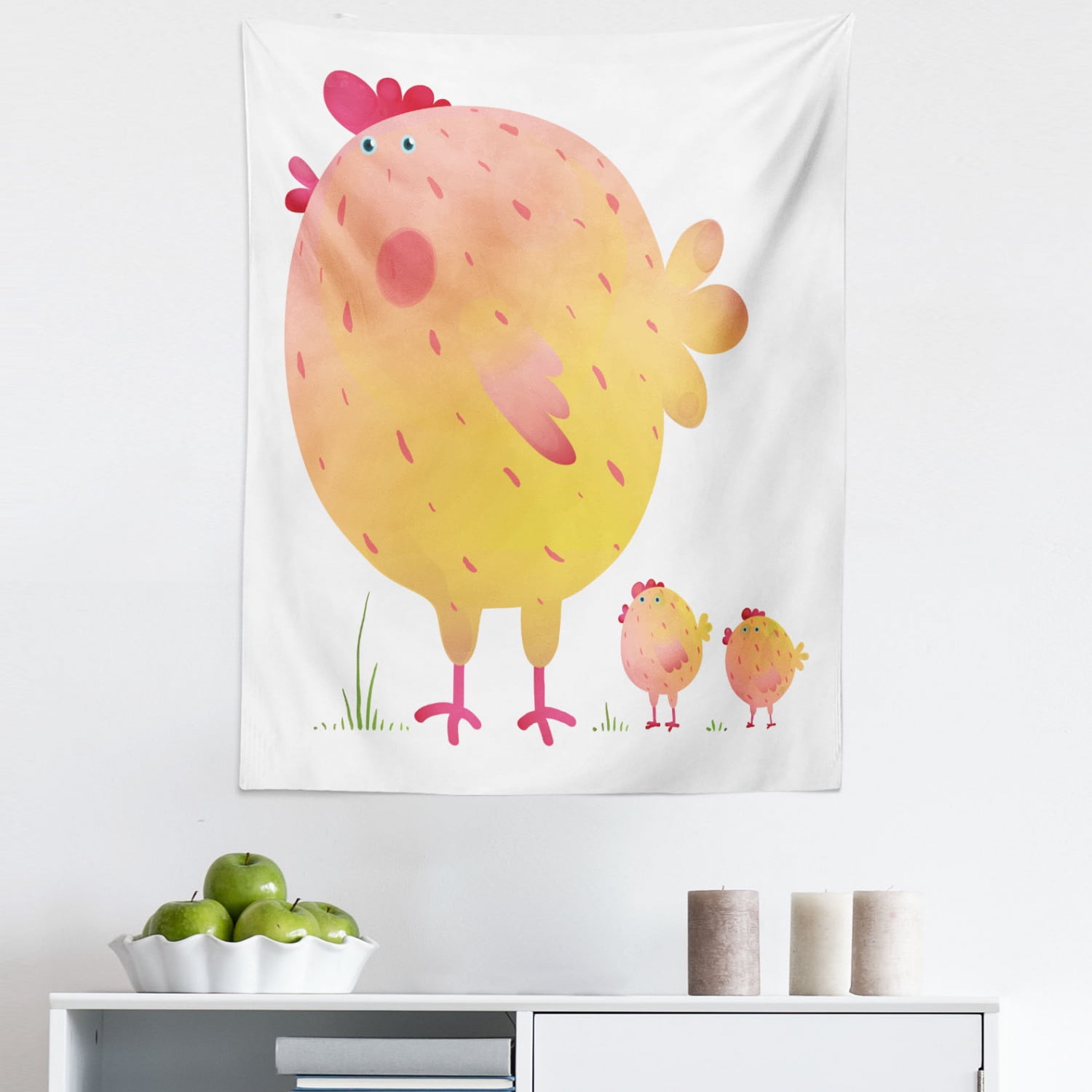Chicken Tapestry, Mother Hen and Chicks Farm Animals Agriculture Family ...