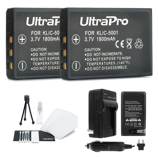 KLIC-5001 Battery 2-Pack Bundle with Rapid Travel Charger and UltraPro ...