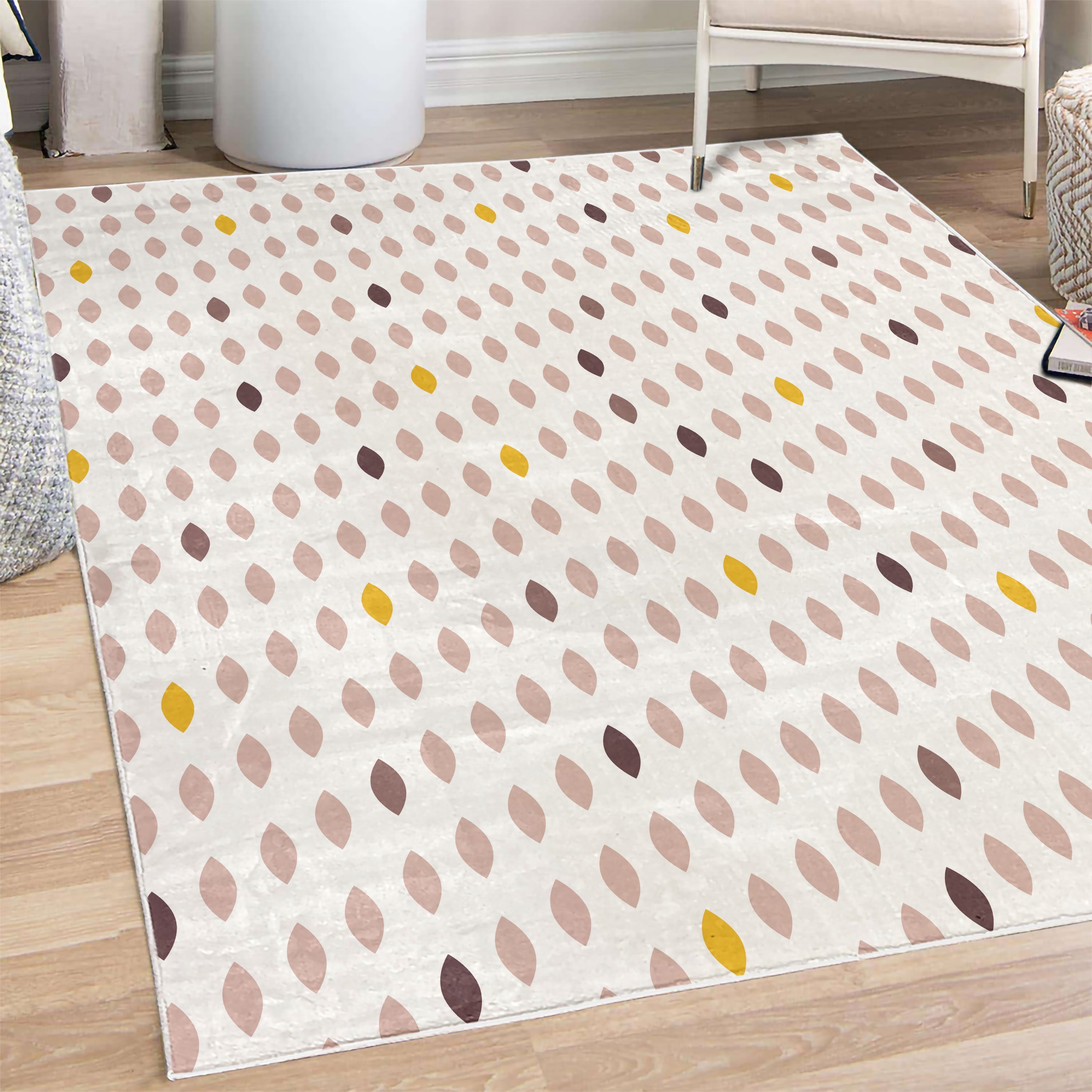 Modern Decorative Rug, Modern Geometric Shapes Polka Dot Tear Drop ...