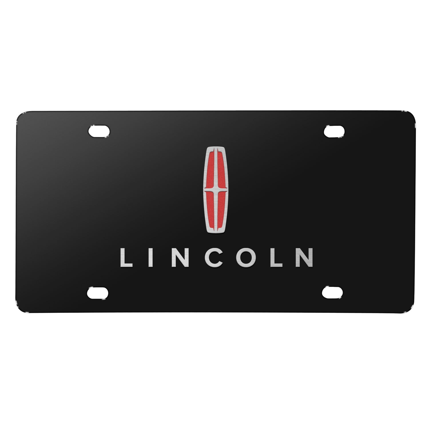 Lincoln in Red 3D Dual Logo Black Stainless Steel License Plate ...