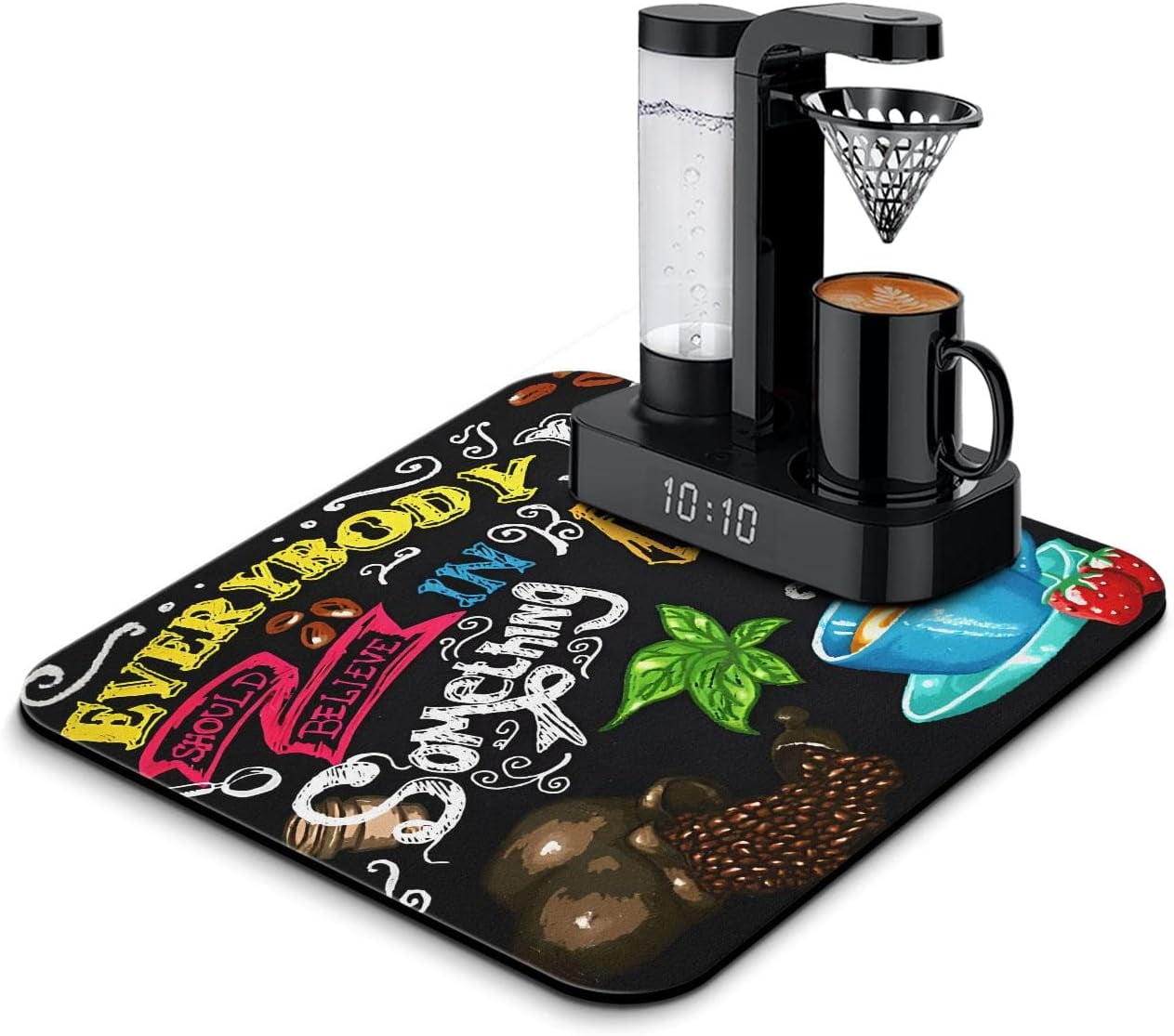 Coffee Bar Mat Accessories for Countertop Absorbent Hide Stain Rubber ...