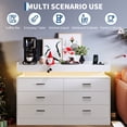 47" TV Stand Cabinet with Power Outlets & LED Lights, 6 Drawer Dresser ...