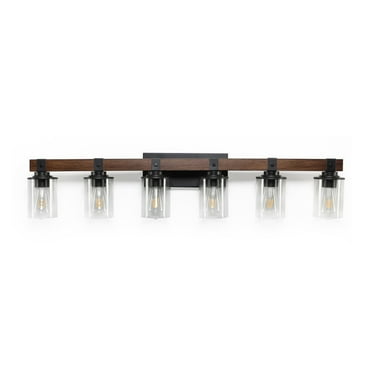 Uolfin 22 in. 3-Light Rustic Bronze Bathroom Vanity Light with Seeded ...