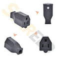 Extension Cord Ends 125V 15A 2Pole 3Wire Female Straight Blade Plug ...