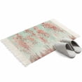 Bathroom Rug 2'x 3', Contemporary Red Teal Tree Woven Cotton Washable ...