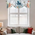 Coastal Octopus Tie Up Valance Curtains Ocean Coral Seaweed Adjustable ...