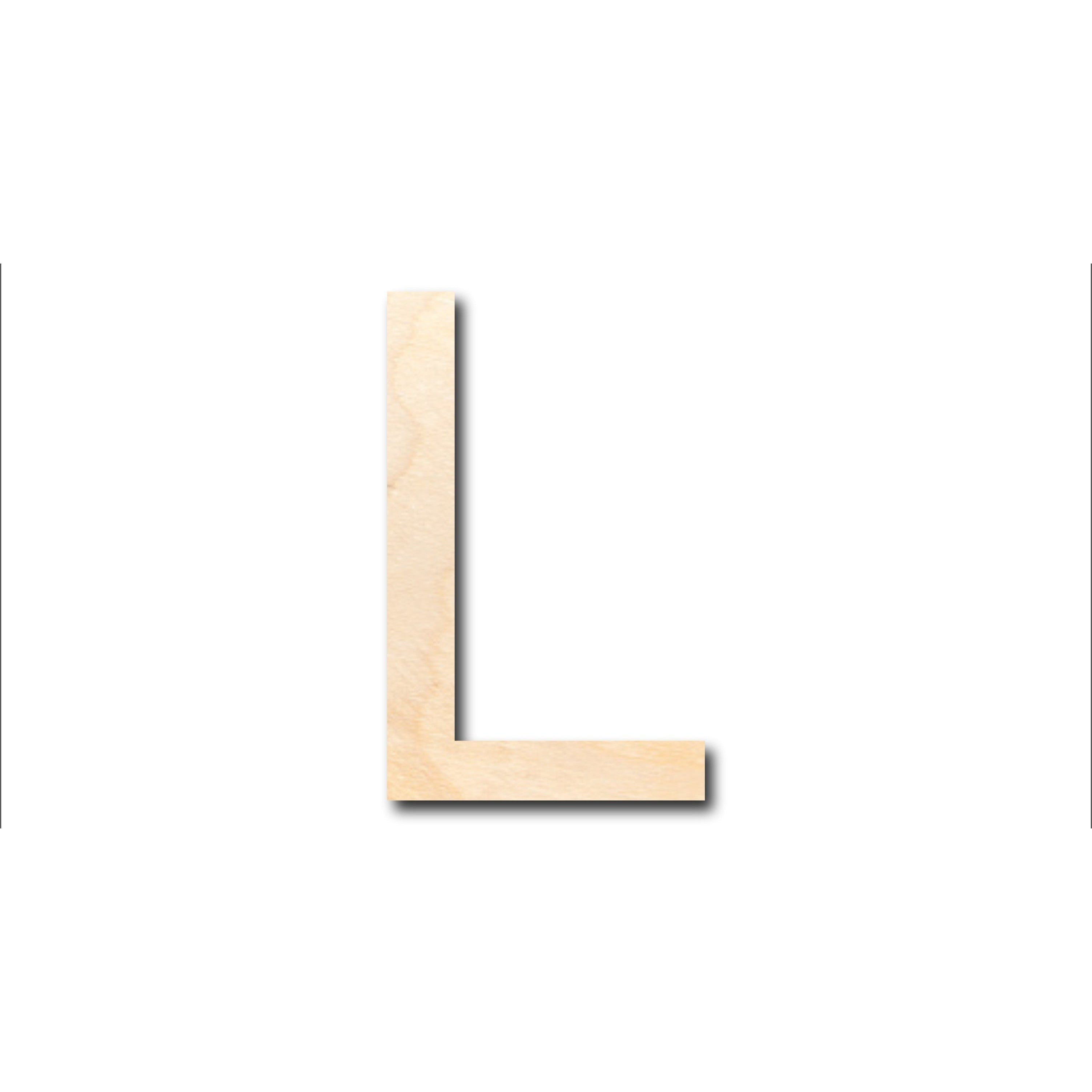 Unfinished Wood Arial Letter L Shape - Craft - up to 36" DIY 2" / 1/4 ...