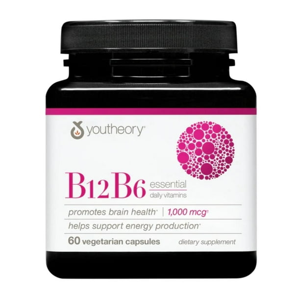 Suplemento Youtheory de vitamina B12 B6 Daily Energy, 60 cápsulas ...