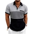 Antinious Men Patchwork Texture Half Button Collar Short Sleeve Loose ...