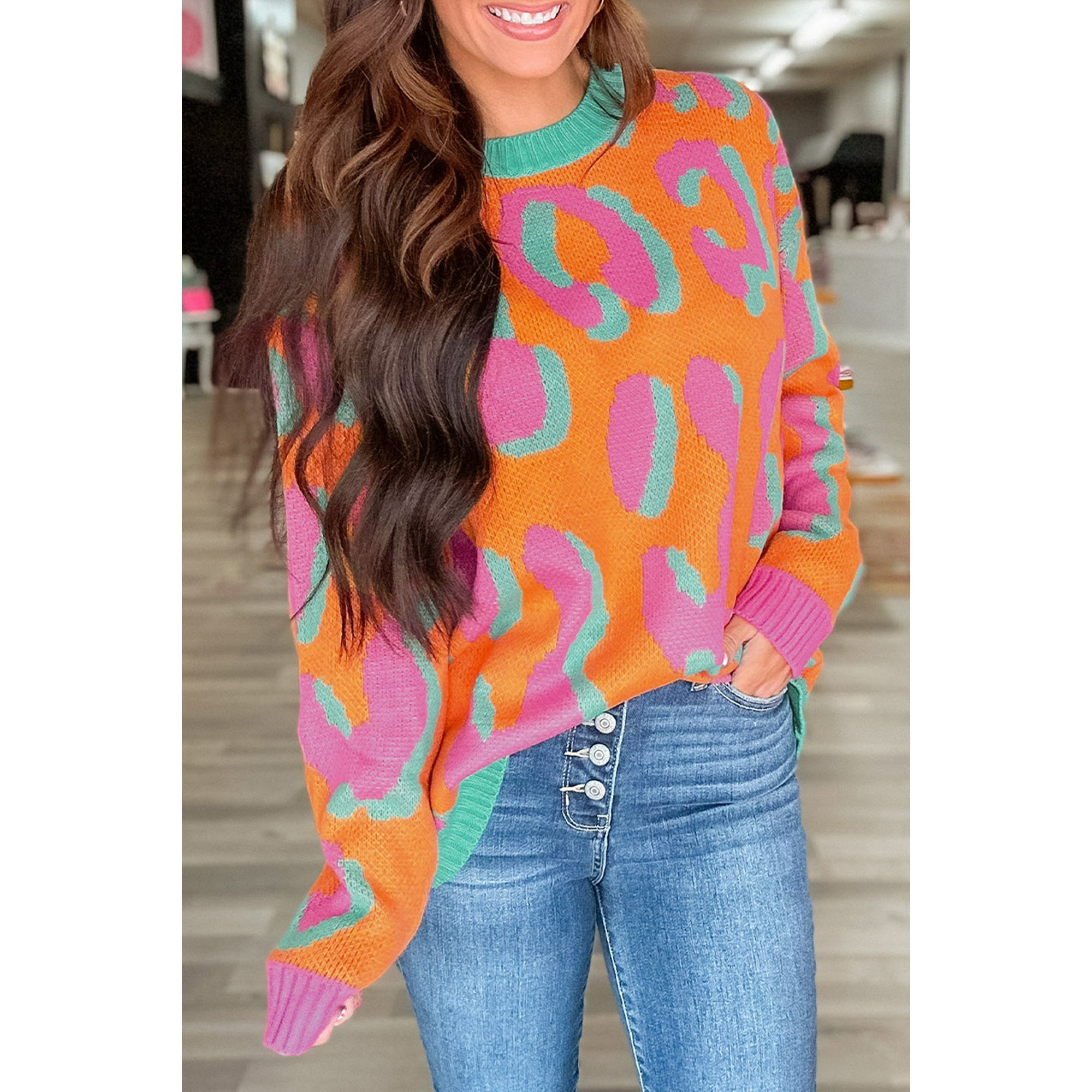 Click here for Folunsi Stylish Leopard Viscose Sweater - Vibrant... prices