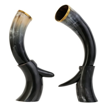 Mythrojan Viking Drinking Horn Black Medieval Beer Drinking Horn ...