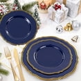 175pcs Blue and Gold Plastic Plates Dinnerware Set - Includes 25 Dinner ...