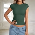 Angala Womens T Shirts Solid Short Sleeve Blouse Crew Neck Summer Slim ...