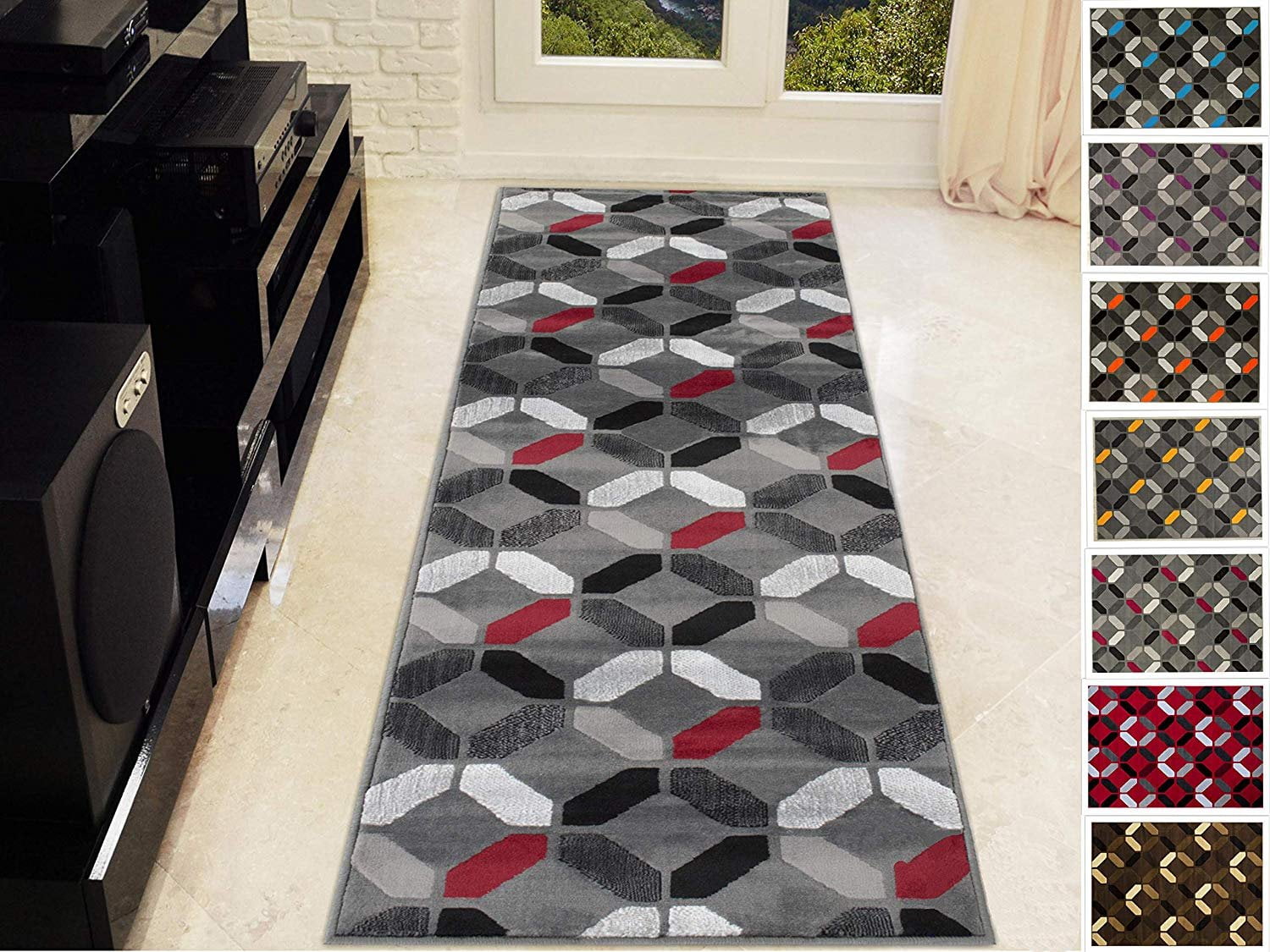 Handcraft Rugs-Lava Red/Grey/Silver/Black/Dimond Pattern Area Rug ...
