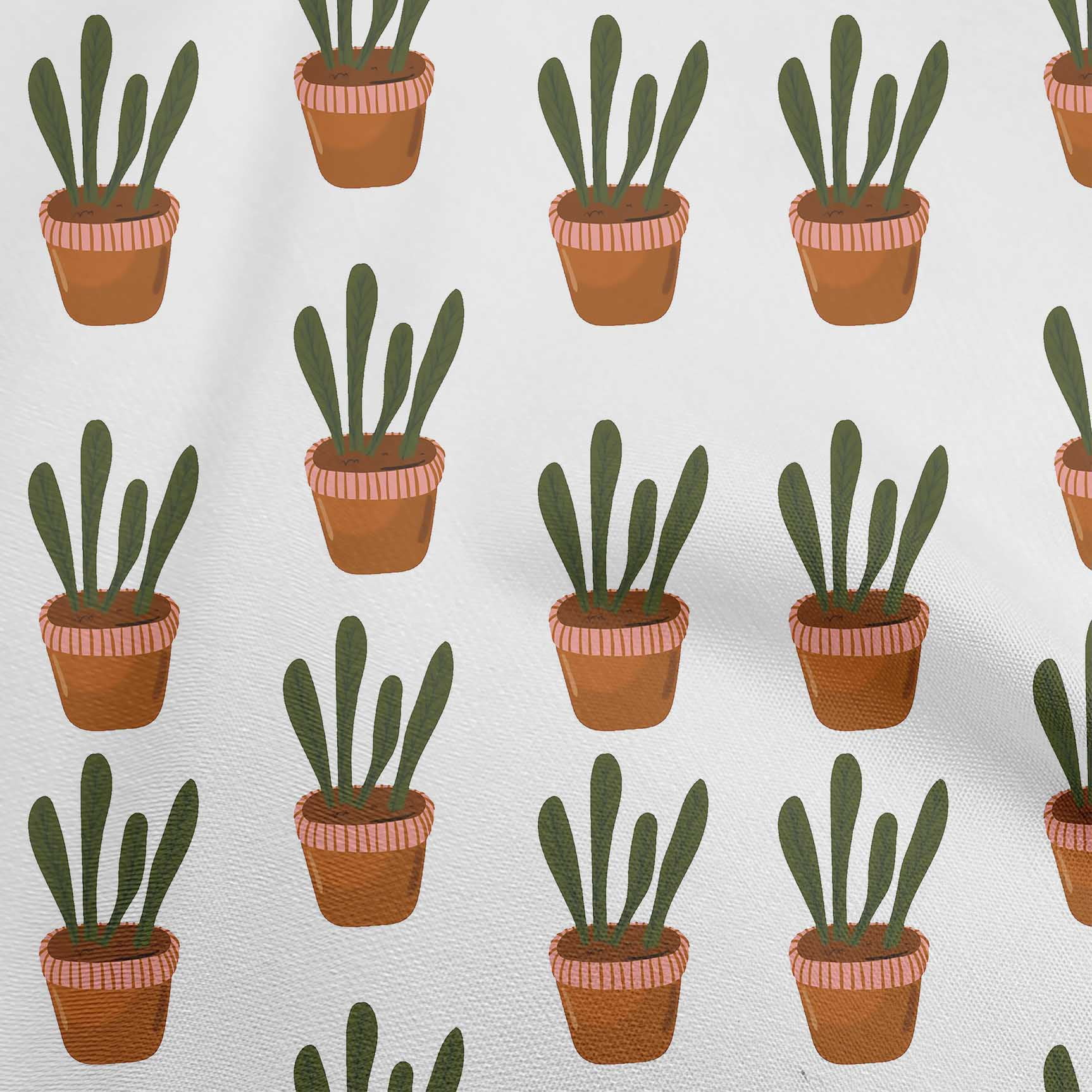 oneOone Velvet Rust Brown Fabric Cactus Sewing Material Print Fabric By ...