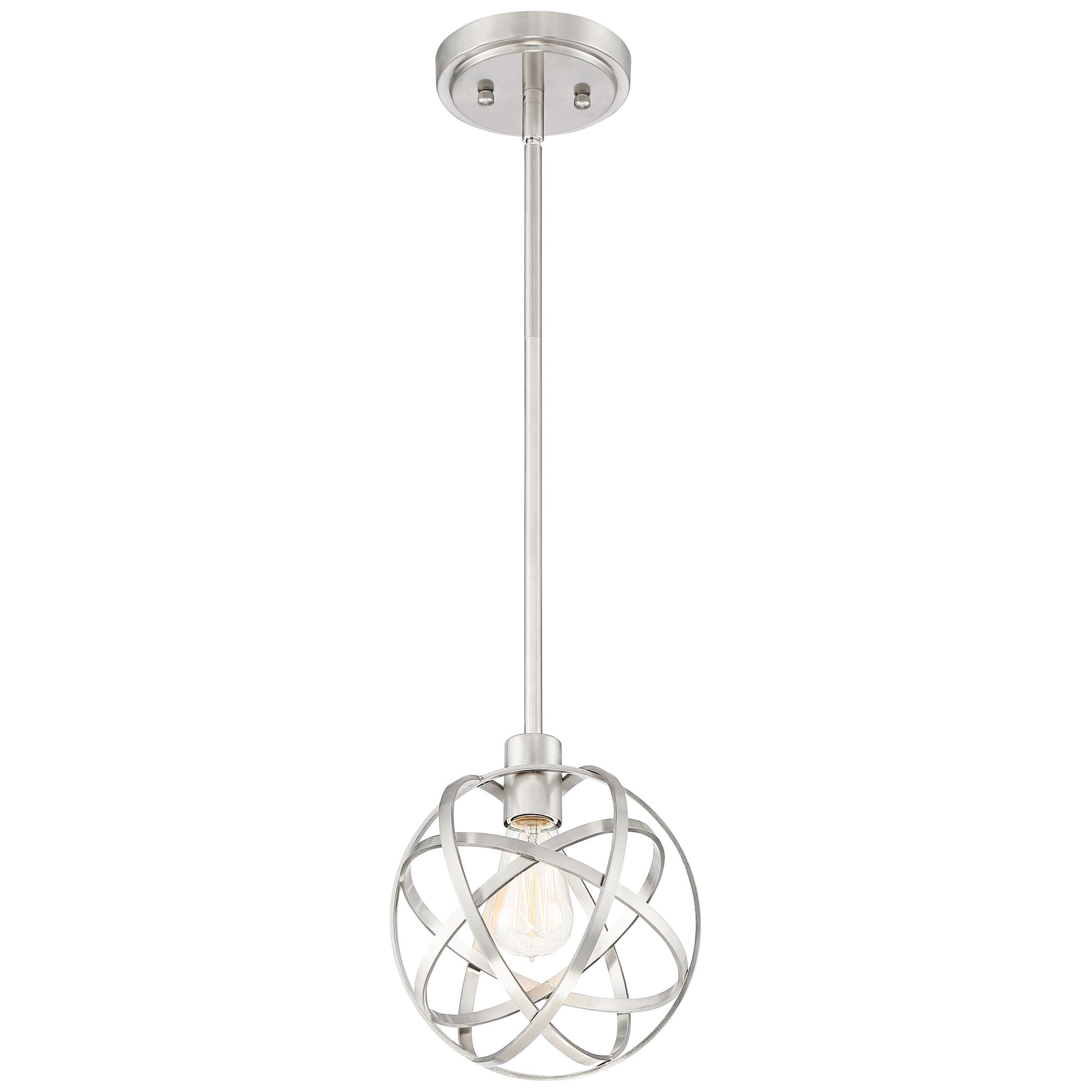 Buy Franklin Iron Works Brushed Nickel Cage Mini Pendant Light 8 1/2 ...