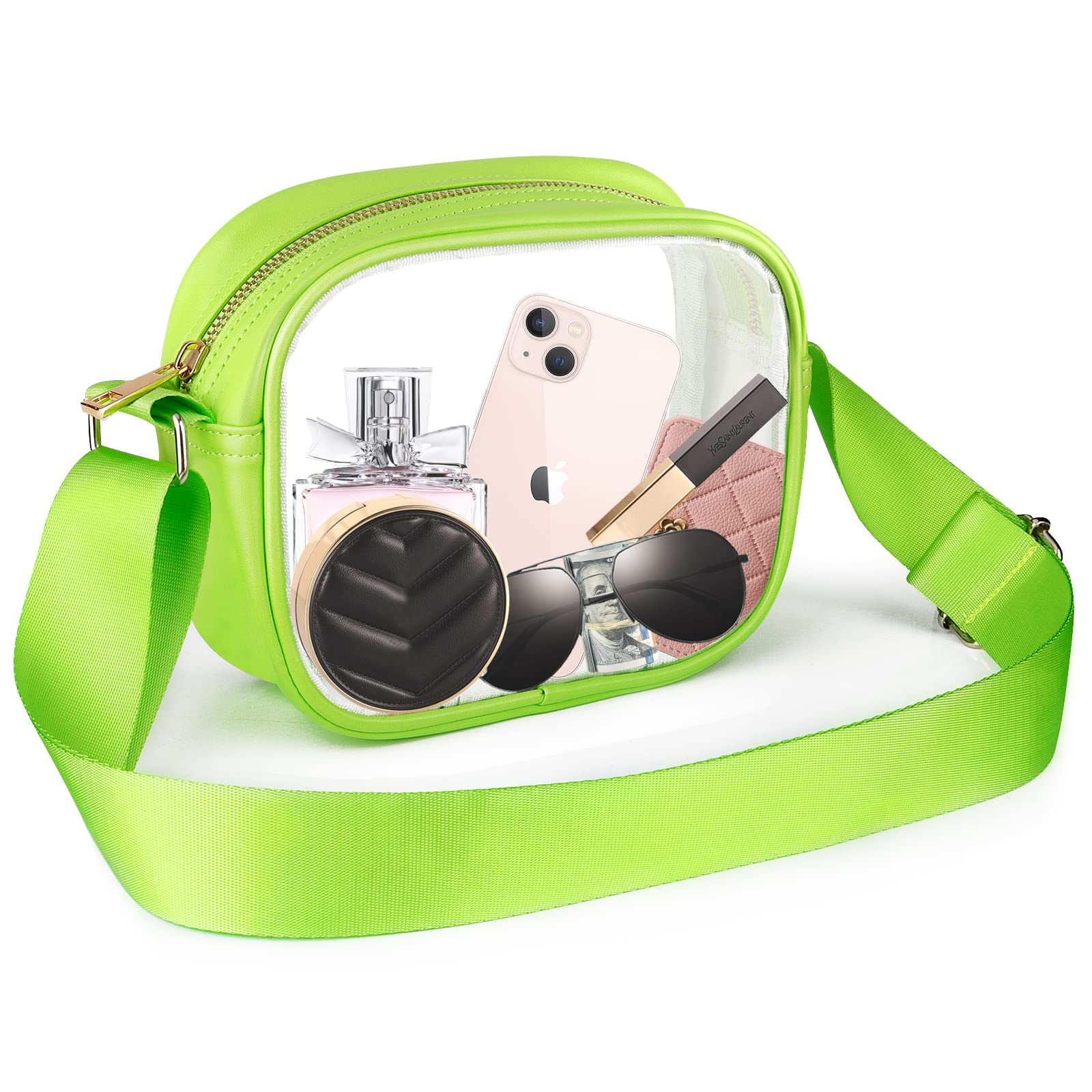 FOAUUH Clear Bag Stadium Approved, Leather Clear Crossbody Bag with ...