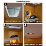 INTBUYING Hidden Telescopic Folding Ladder Black-White 10.5ft/13Steps ...