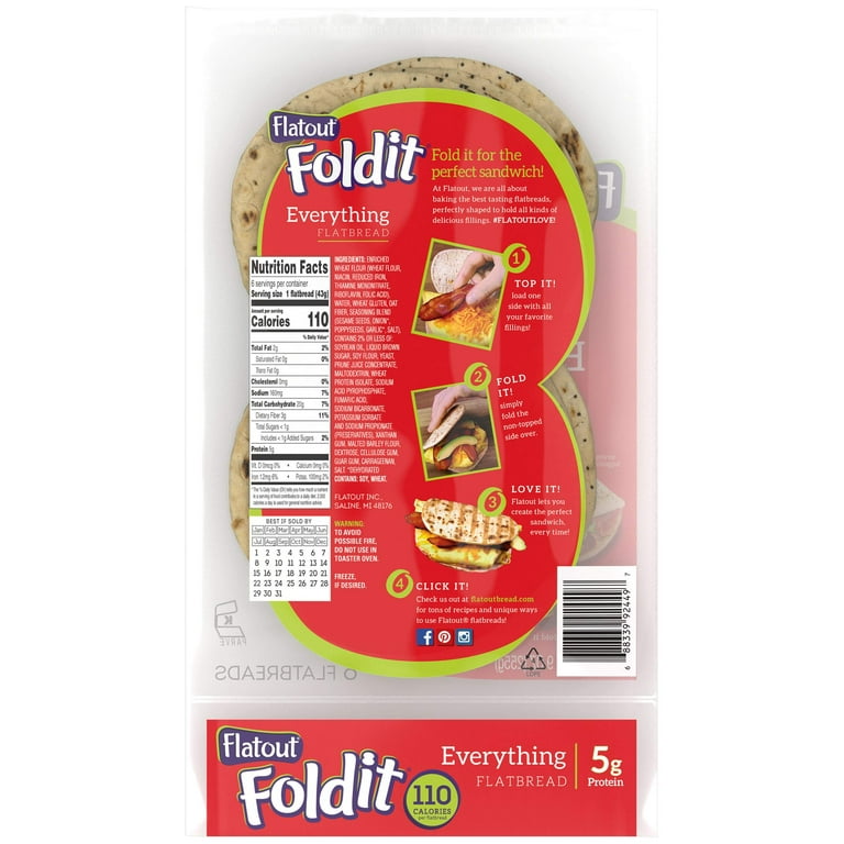 Flatout Foldit Everything Artisan Flatbread 6Ct Hy-Vee, 46% OFF