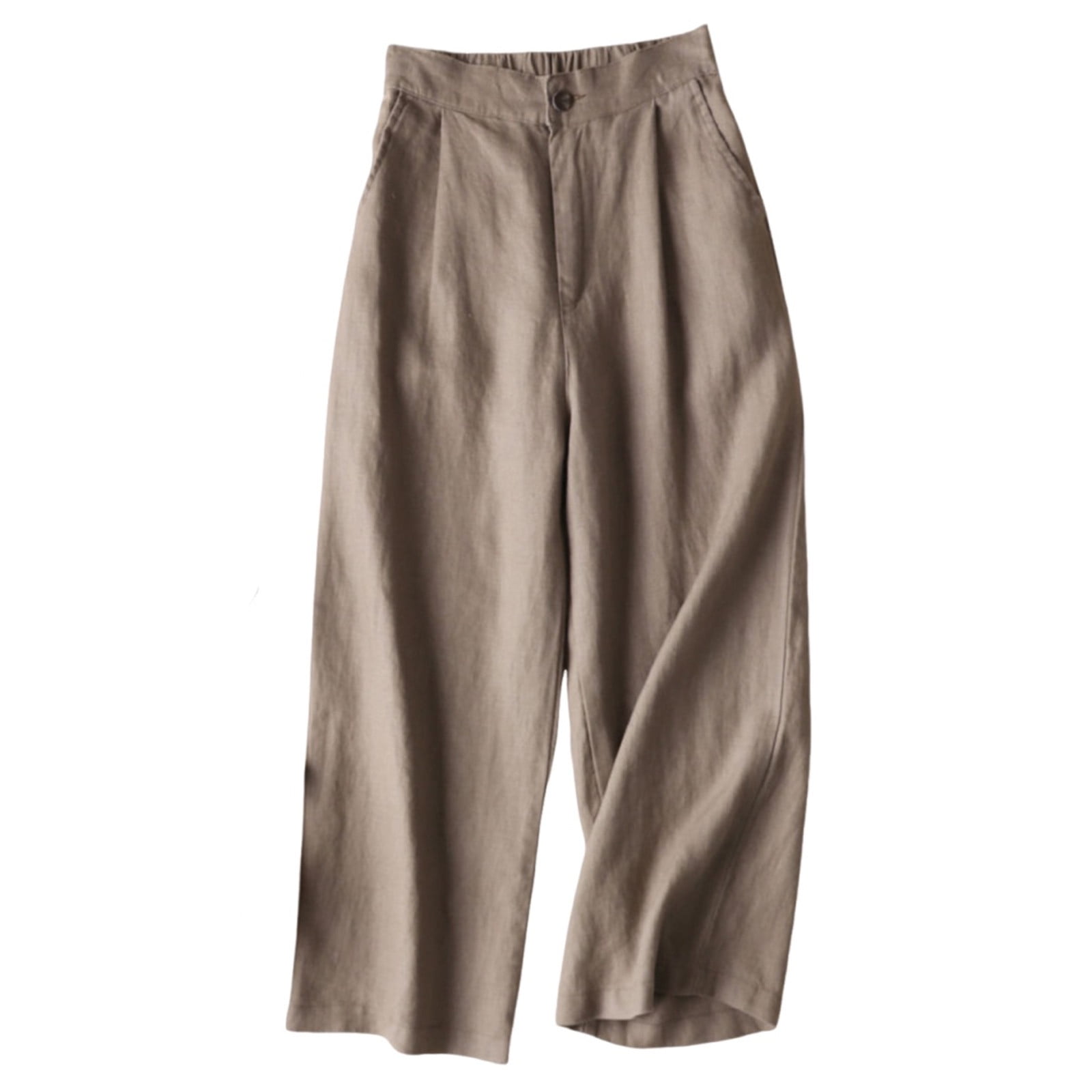Cameland Women Summer Cotton And Linen Trousers Elastic Waist Casual ...