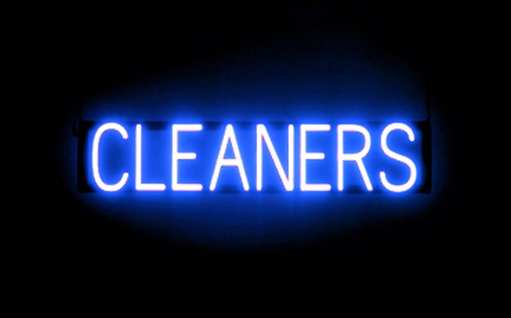 SpellBrite CLEANERS LED Sign for Business. 30.8" x 6.3" Blue CLEANERS ...