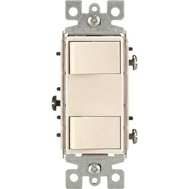DECORA® 1-POLE DUAL ROCKER SWITCH, LIGHT ALMOND, 120 VOLTS, 15 AMPS per ...