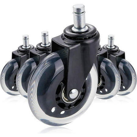 Office Chair Caster Wheels Set Of 5 Universal Fit Hardware Wood Carpet ...