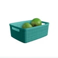 Curver Jute Small Basket, Resin Plastic Storage Bin, Aqua Slate, 4 Pack ...