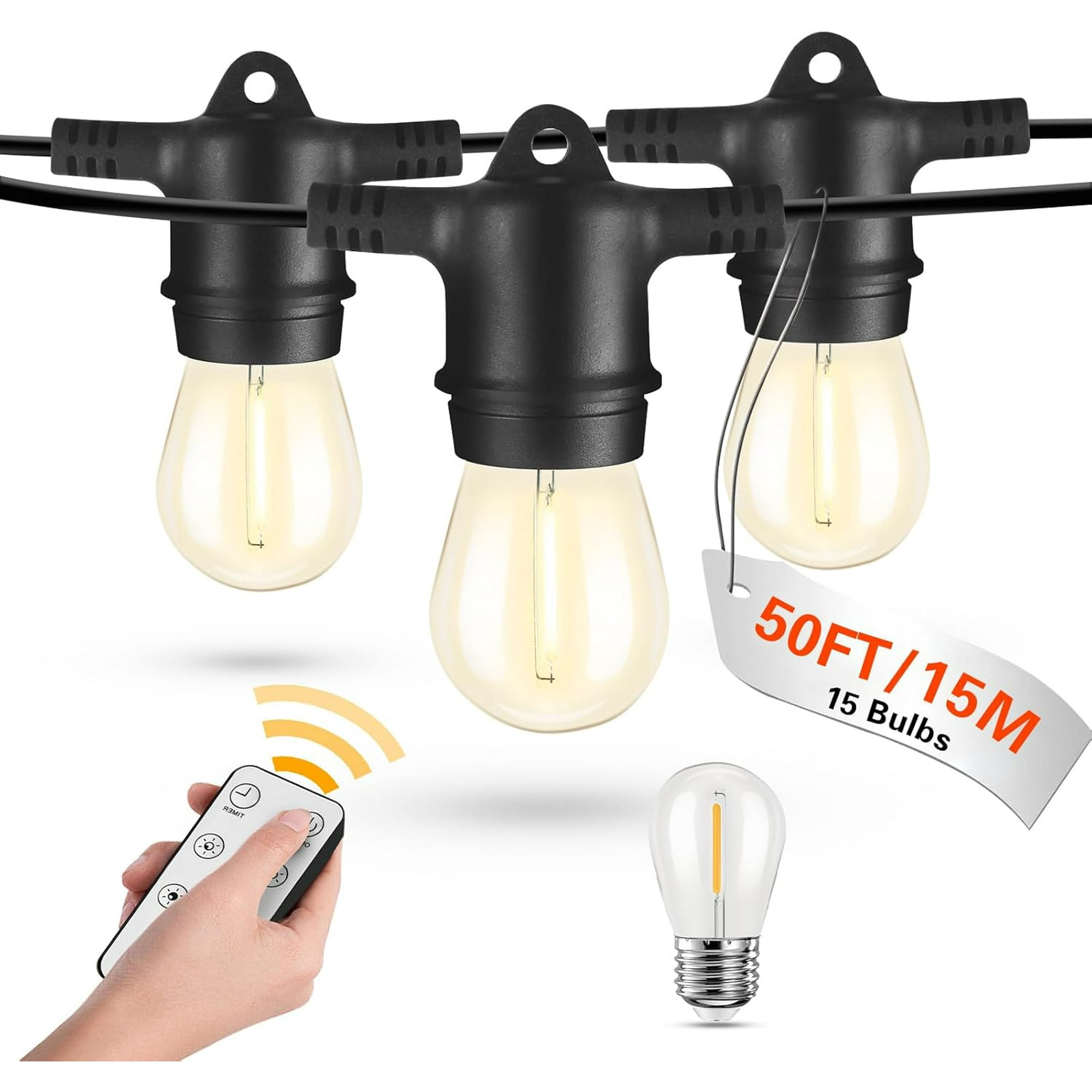 Click here for Fuzhong-50ft/15m Outdoor String Lights 15+1 Shatte... prices