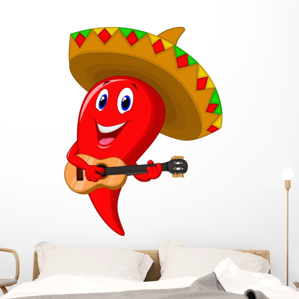 Chili Pepper Mariachi Wearing Wall Decal Mural by Wallmonkeys Vinyl ...