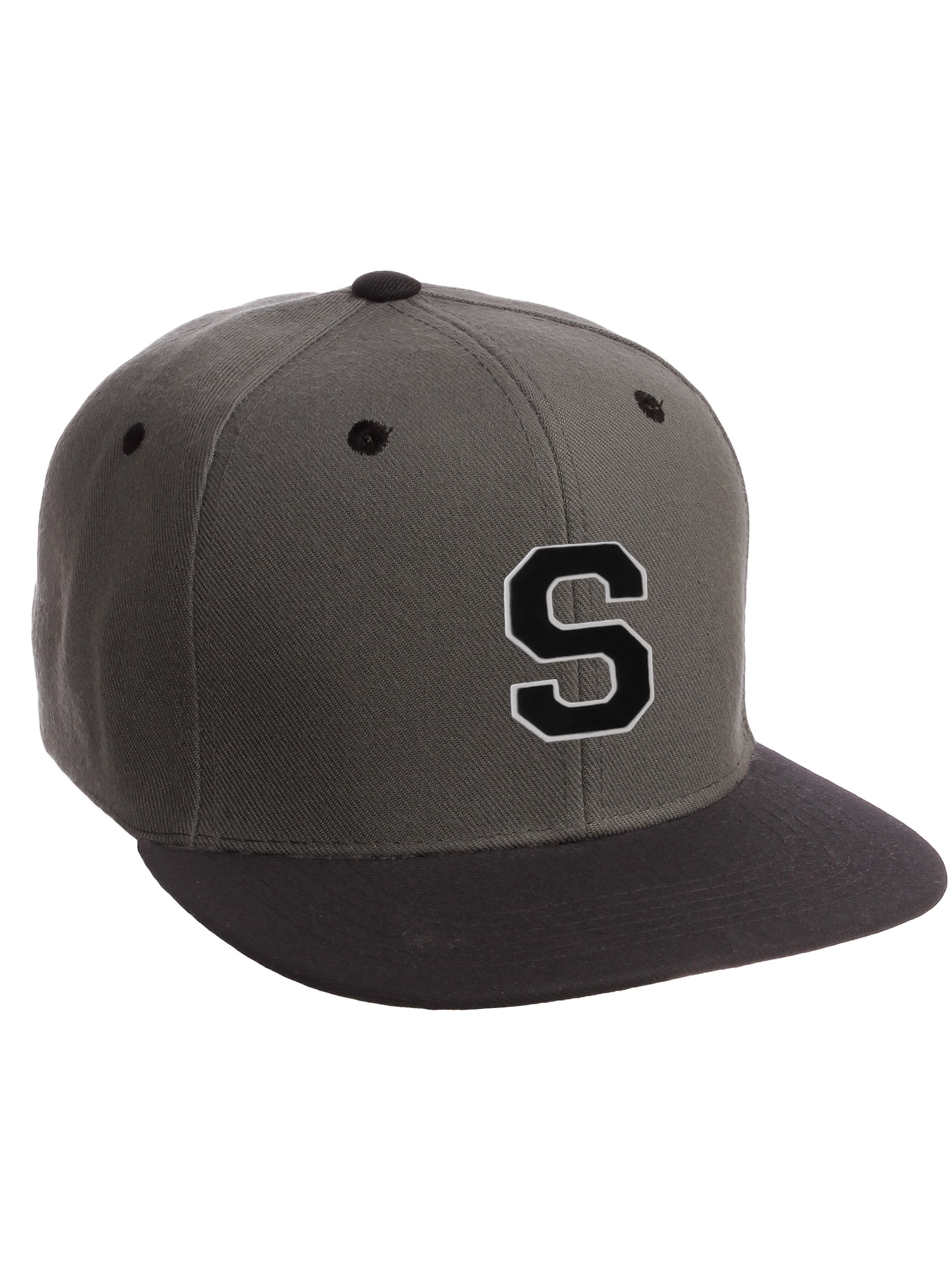 Classic Snapback Hat Custom A to Z Initial Letters, Charcoal Black Cap ...