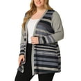 Agnes Orinda Women's Plus Size Long Sleeves Open Front Striped Spring Fall Thin Boho Sweater ...