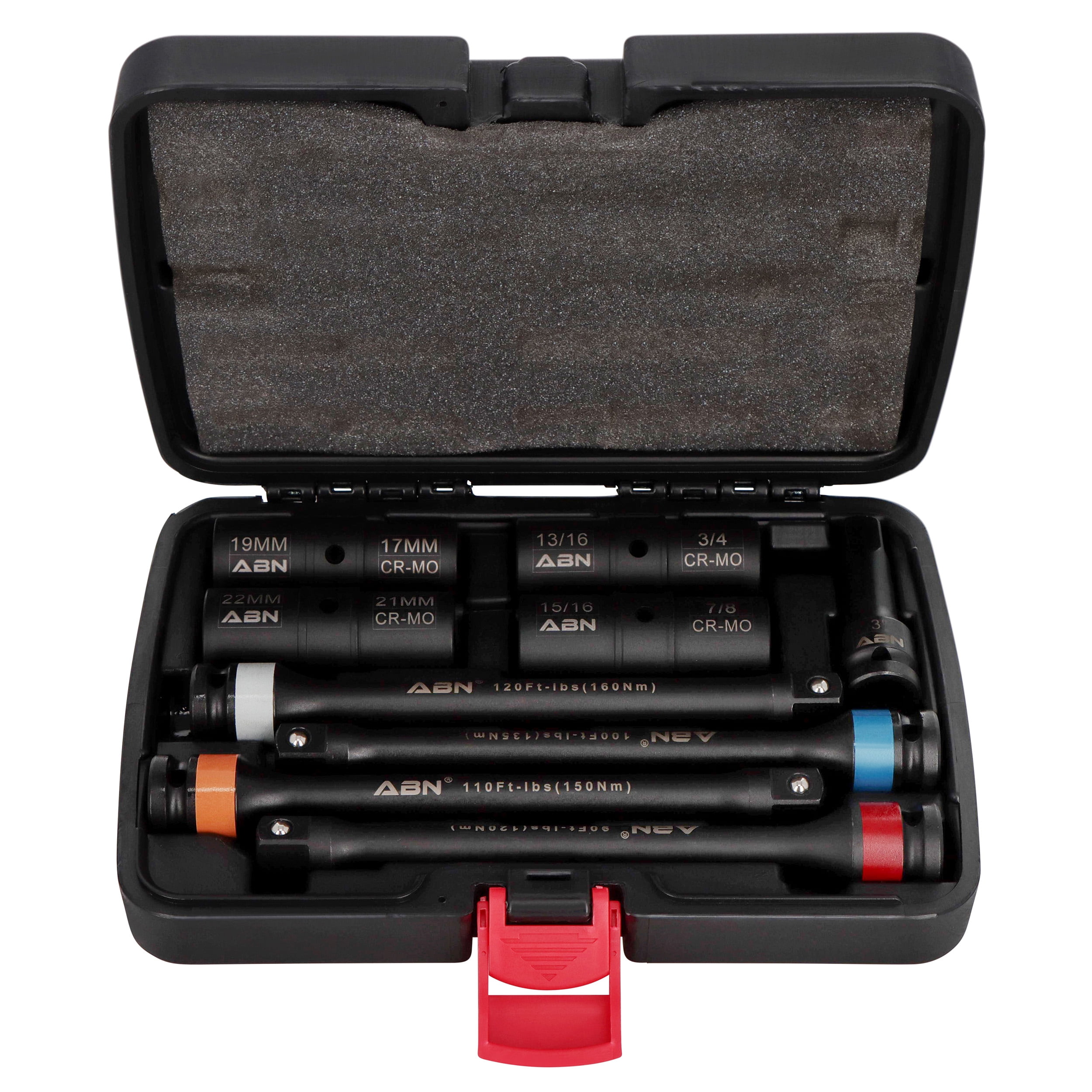 ABN 1/2in Drive Impact Socket Set 9pc Lug Nut Torque Stick Extension ...
