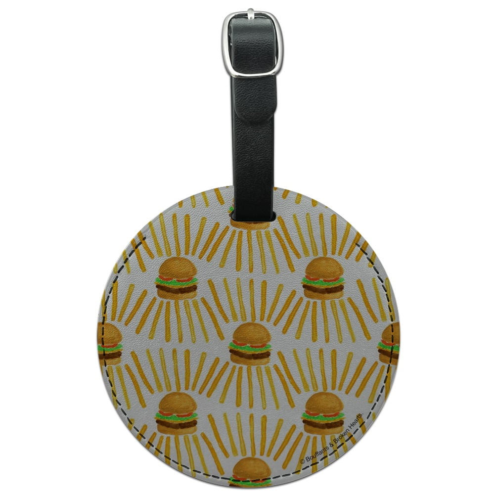 Burgers and Fries Fast Food Pattern Round Leather Luggage Card Suitcase ...