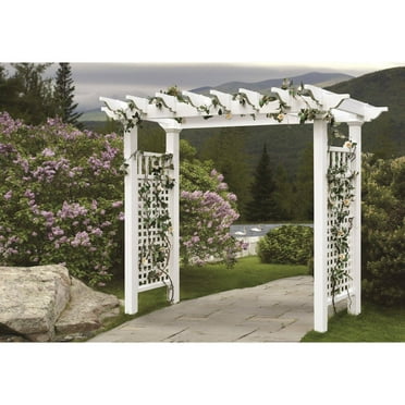 "VITA Garden Trellis Florence Vinyl Arbor, Outdoor Patio, 49""L x 24""W ...