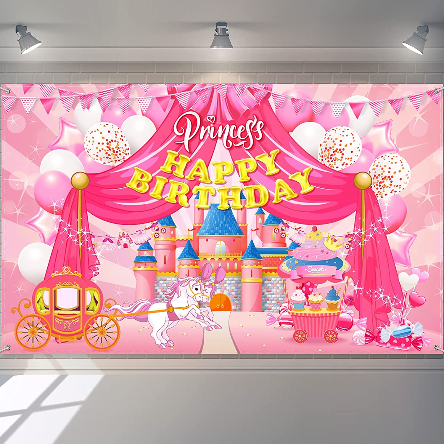 Princess Birthday Backdrop Party Backdrop Pink Birthday Backdrop Pink ...