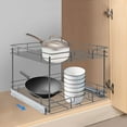 Gray 2-Tier Kitchen Cabinet Pull Out Shelf and Drawer Organizer Slide ...