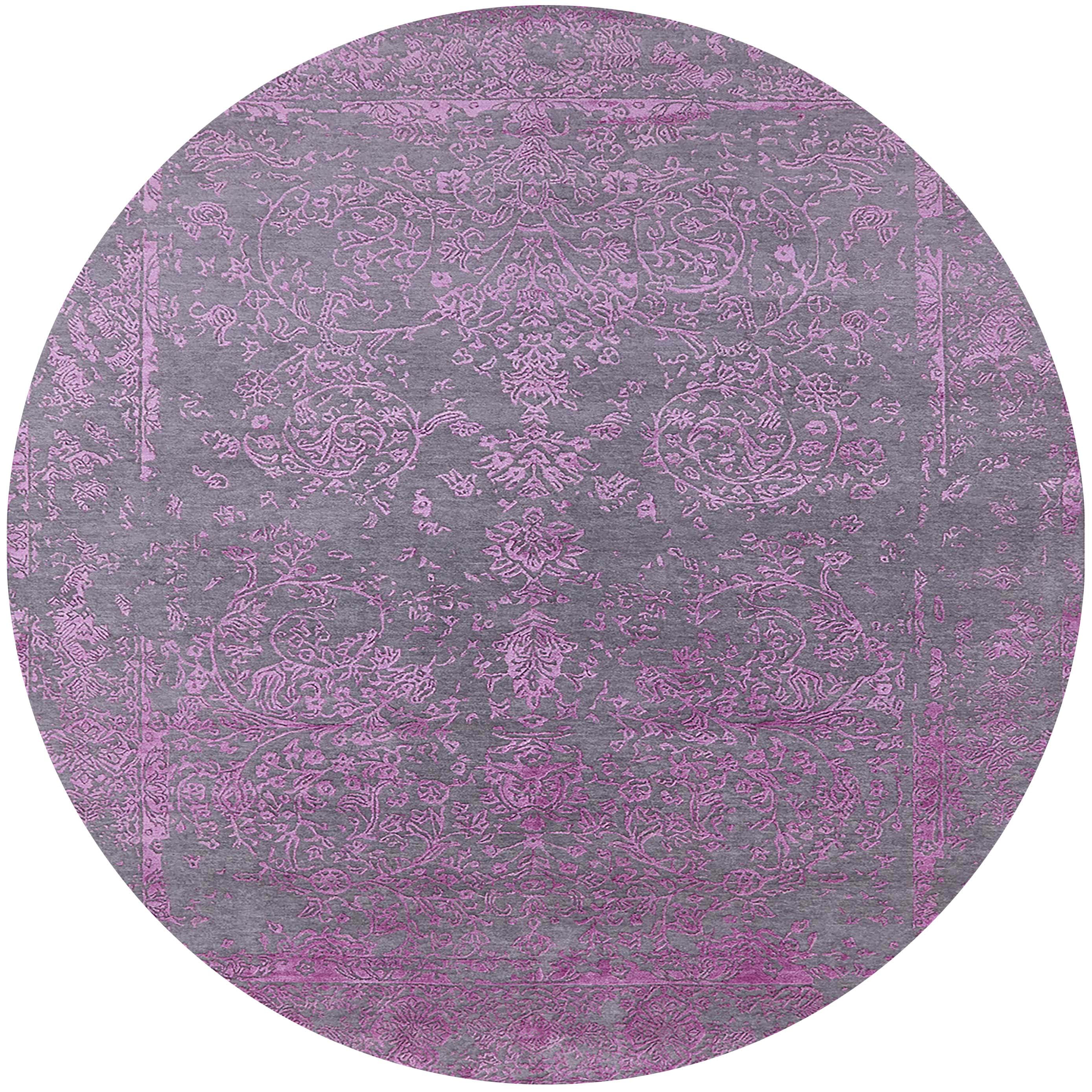 Ahgly Company Indoor Round Mid-Century Modern Purple Oriental Area Rugs ...