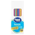 Great Value Disposable Plastic Flexible Straws, Neon, 100 Count ...