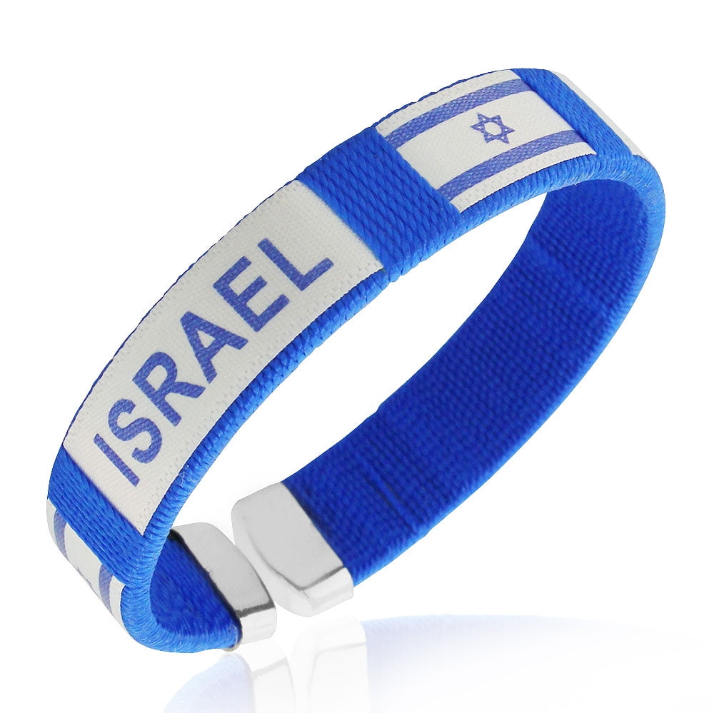 Blue White Cord Israel Israeli Flag Star of David Open End Bracelet, 8 ...