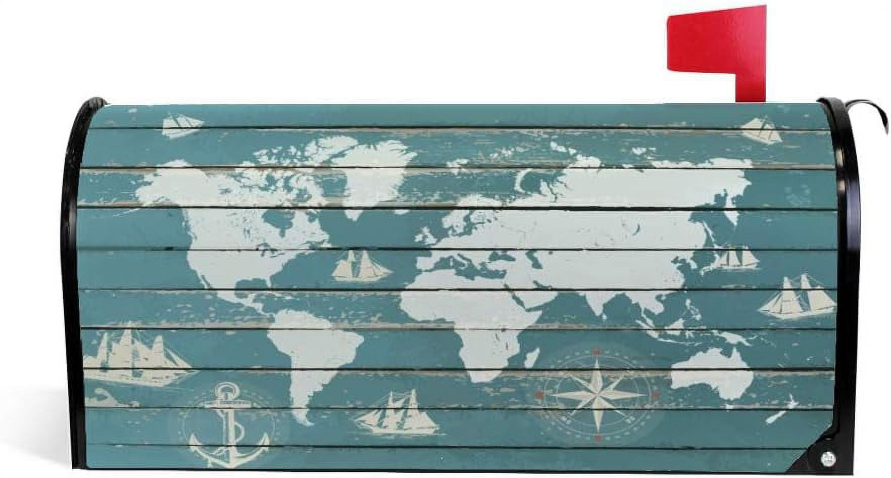 Faty-T Magnetic Mailbox Cover Watercolor Map Decorative MailWraps ...