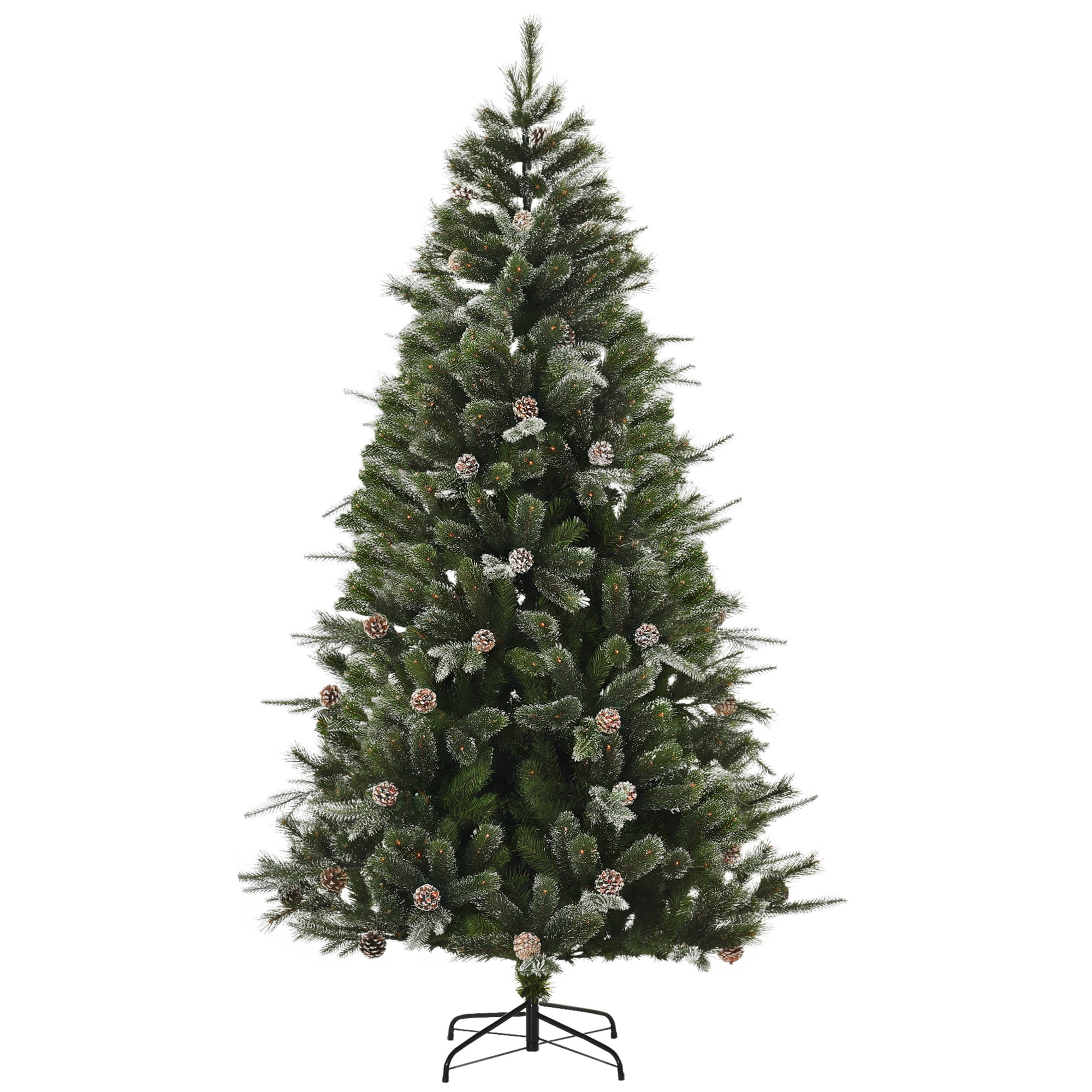 Homcom 7ft Artificial Snow Christmas Pine Tree Xmas Decoration W/ Pinecone 41.25 X 41.25 X 84