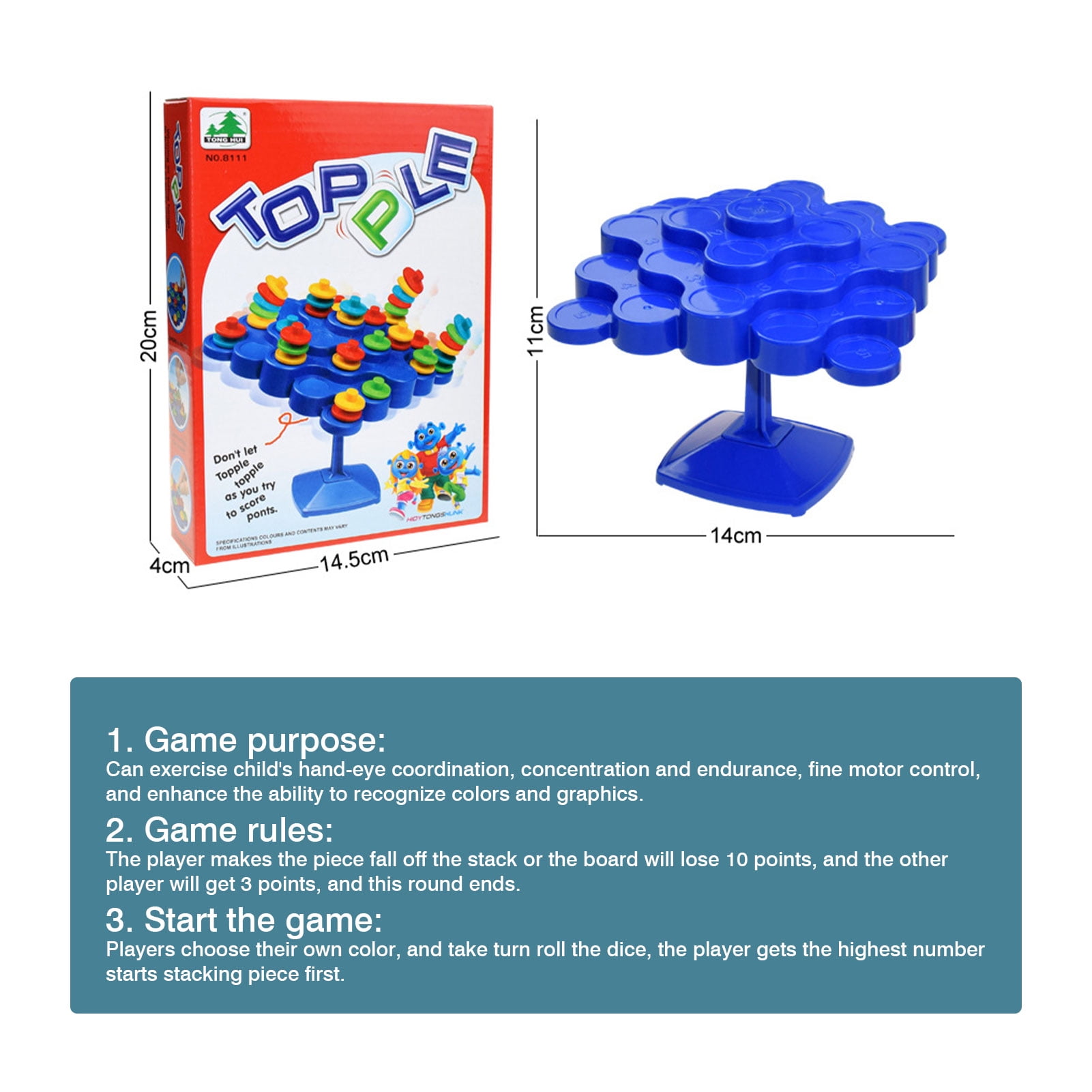 Buy Topple Board Game Roll the Dice and Place Pieces Balancing Toys ...