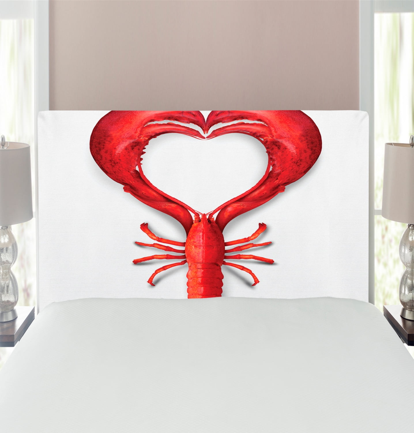 Sea Animals Headboard, Boiled Lobster Shapeds Heart Fish Dinner Seafood ...
