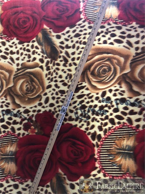 Fleece Printed Fabric Rose In Love / 58" Wide / Sold by the yard S-402 ...